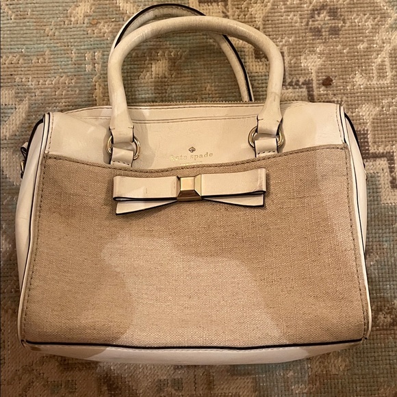 kate spade | Bags | Kate Spade Beige And White Satchel | Poshmark
